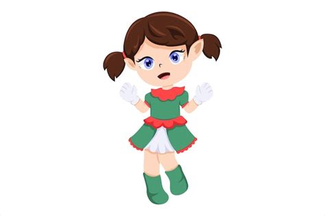 귀여운 소녀 캐릭터 디자인 일러스트레이션 프리미엄 벡터