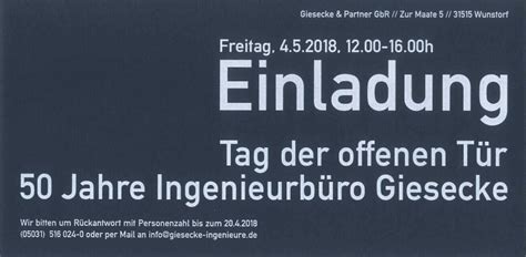 Tag der offenen Tür am Save the date Giesecke Partner GbR