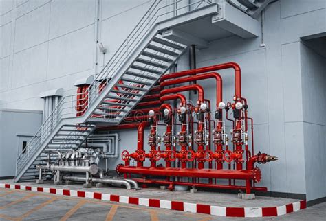 Header Pipes Valve Zone And Fire Alarm Control System At Industrial