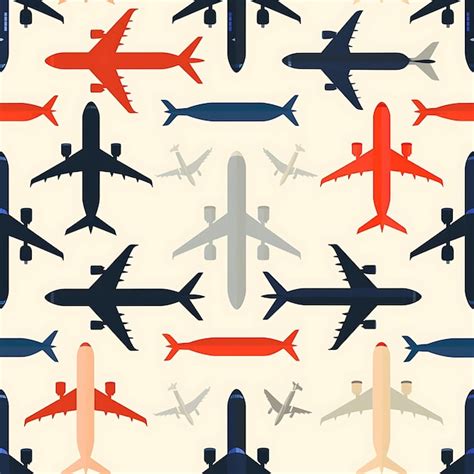 Premium Photo Seamless Pattern With Airplanes In Flat Style Vector Illustration