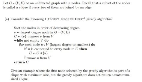 Solved Let G V E Be An Undirected Graph With N Nodes