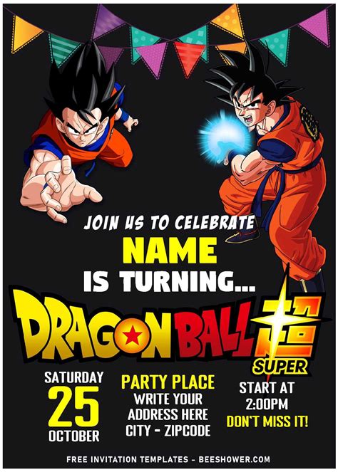 Free Editable Pdf Dragon Ball Z Super Goku And Vegeta Birthday Invitation Templates Goku