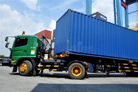 Container Loading And Unloading Activities At Tanjung Priok Port Jakarta Indonesia Editorial