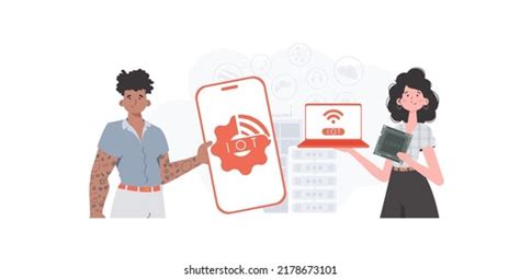 Iot Concept Man Woman Team Field Stock Vector Royalty Free 2178673101 Shutterstock