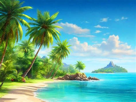 Take A Bite Into A Juicy Ripe Coconut The Vibrant Green Palm Tre