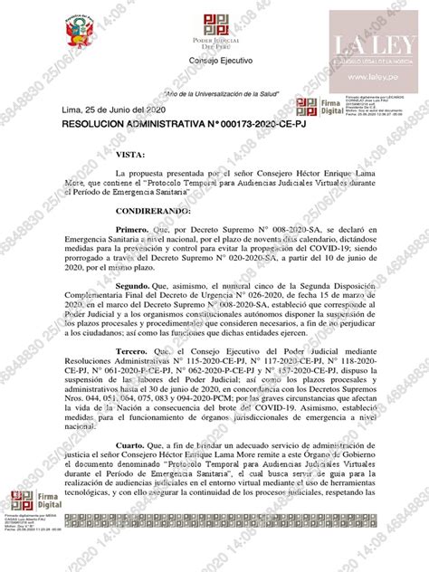 Resolución Administrativa N° 000173 2020 Ce Pj Esfera Pública Gobierno