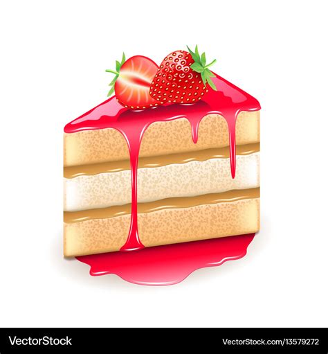 Strawberry Cake Isolated On White Royalty Free Vector Image