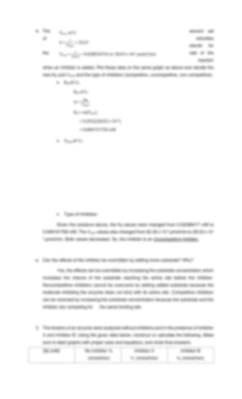 Solution Enzyme Kinetics Practice Problems Worksheet Studypool