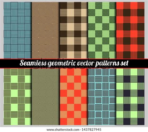 Various Geometric Seamless Monochrome Vector Patterns Stock Vector Royalty Free 1437827945