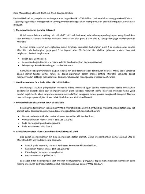 Setting Mikrotik Koneksi Internet Pdf