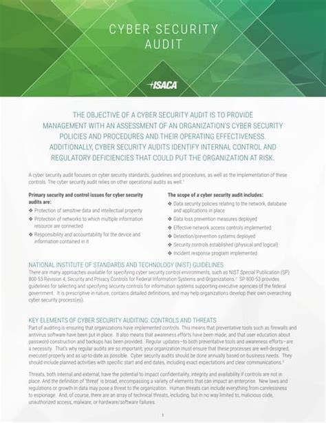 Isaca Cybersecurity Audit Course Brochure Pdf