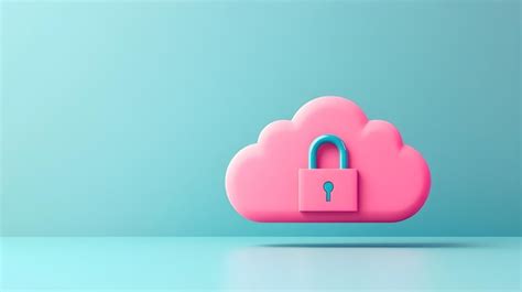 Pink Cloud With Blue Lock Data Security Concept Premium AI Generated Image