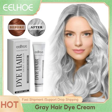 Eelhoe Grandma Gray Hair Dye Cream Natural Long Lasting Coloring Unisex