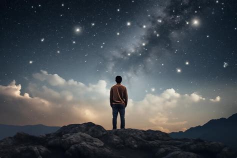 Premium Photo Person Gazing Up At Stars At Starstudded Night Sky