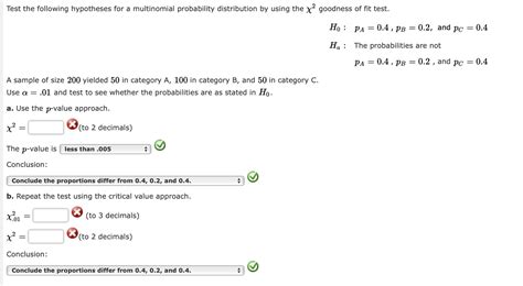 Solved Test The Following Hypotheses For A Multinomial