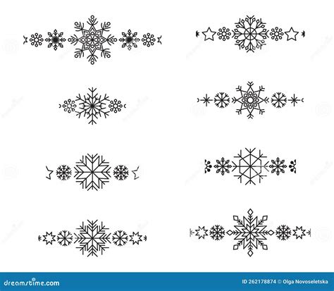 Snowflake Border Element Winter Snowflake Silhouette For Christmas