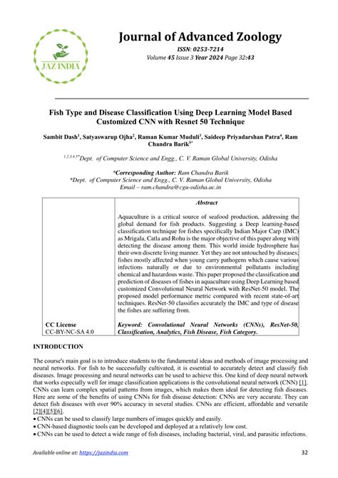 Pdf Fish Type And Disease Classification Using Deep Learning Model