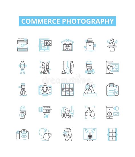 Commerce Photography Icons Signs Outline Symbols Concept Linear