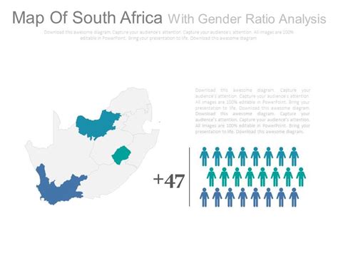 Map Of South Africa With Gender Ratio Analysis Powerpoint Slides