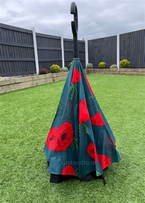 310 Poppys Print Upside Down Brolly Ljs Ladies Boutique