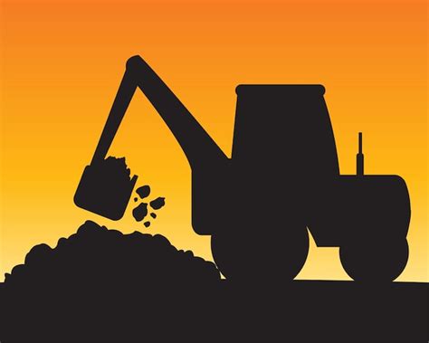 Premium Vector Silhouette Of The Excavator Digging Ground