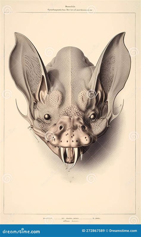 Antique Print Of A Fictional Vampire Bat Lithograph Style Generative