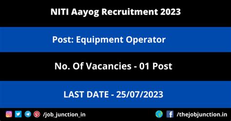 Niti Aayog Equipment Operator Recruitment 2023 Job Junction