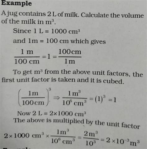 Example A Jug Contains 2 L Of Milk Calculate The Volume Of The Milk In M