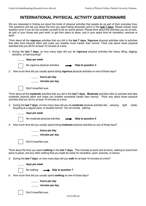 International Physical Activity Questionnaire