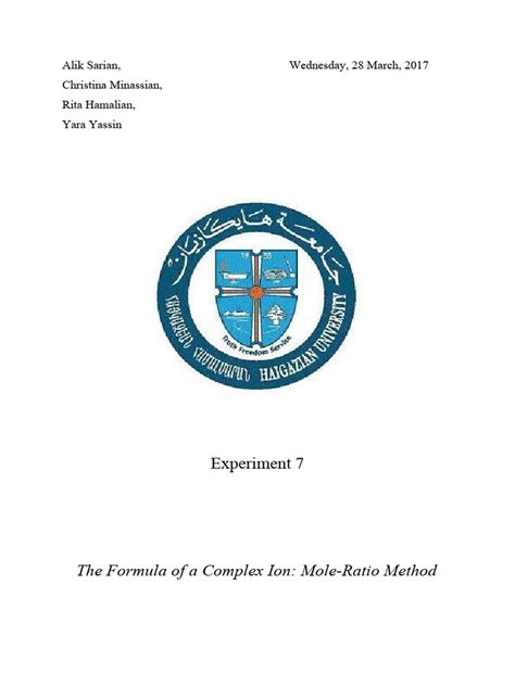 Chem Lab 7 Pdf Spectrophotometry Chemistry