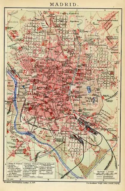 ANTICA MAPPA Topografica MADRID SPAGNA Spain OLD MAP EUR PicClick FR