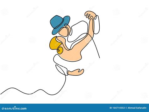 Continuous Line Drawing Of Loving Couple Having Fun And Dancing Vector