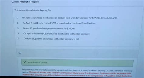 Solved This Information Relates To Skysong Co 1 On April