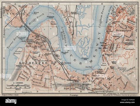 Rochester Chatham And Strood Town Plan River Medway Dockyards Kent