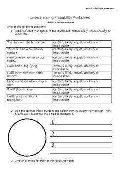 Probability Unit Plan Outline And Worksheets TPT