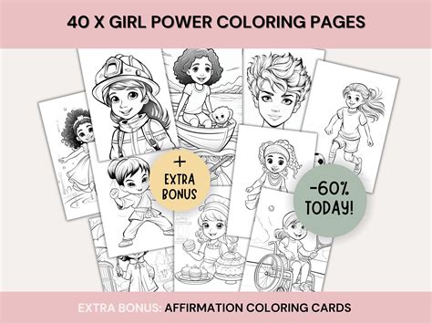 Printable Girl Power Coloring Pages Set 40 Designs Empowering Girls
