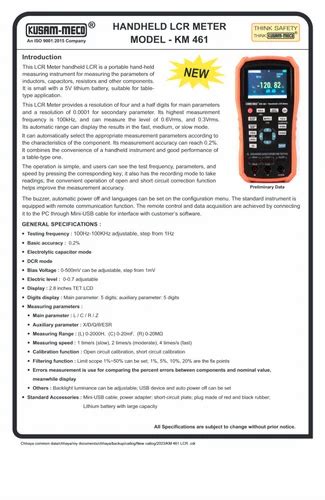 KM 461 Handheld Lcr Meter For Industrial At 30200 Piece In Mumbai