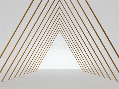 3d Render Abstract Minimal Geometric Background Isolated Golden Lines Triangular Shape Empty
