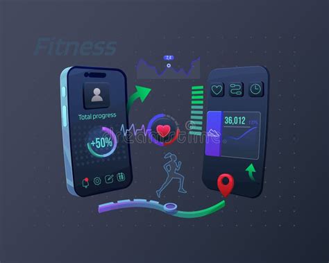 Fitness App Mobile App For Running Mobile App Screen With Graphs And Chart Heart Rate