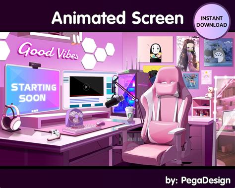 X Animated Stream Screen For Twitch Pink Girl Game Room Neon Game Room Twitch Animated