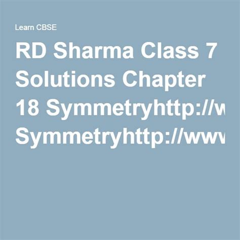 RD Sharma Class Solutions Chapter Symmetry Solutions Class Chapter