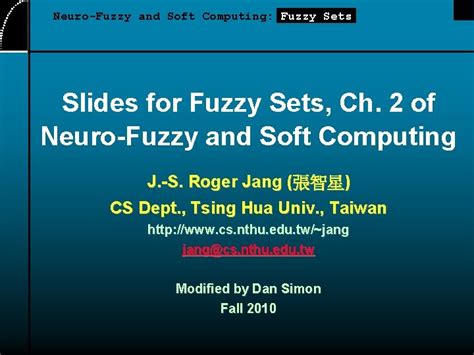 Neurofuzzy And Soft Computing Fuzzy Sets Slides For