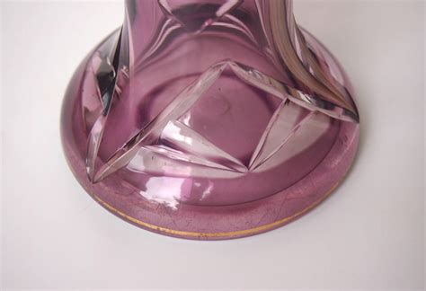 Bohemian Art Nouveau Harrach Clear To Purple Glass Lily Vase Circa For Sale At StDibs