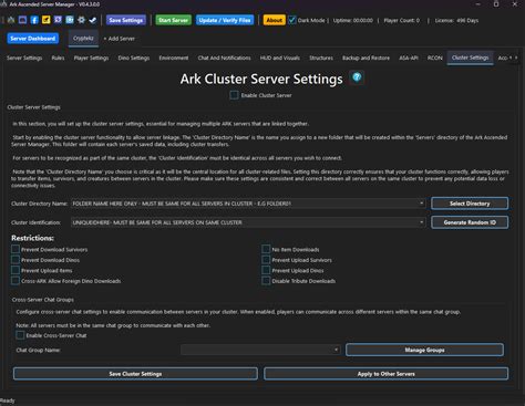 Cluster Settings Tab