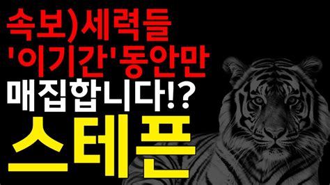 스테픈 속보세력들 이기간동안만 매집합니다 Youtube