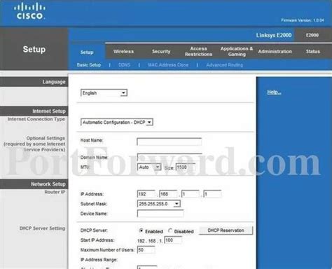 Simple Cisco Linksys E2000 Router Port Forwarding Guide