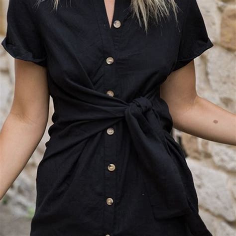 Hualong Cute Solid Collar Button Up Short Sleeve Tunic Online Store
