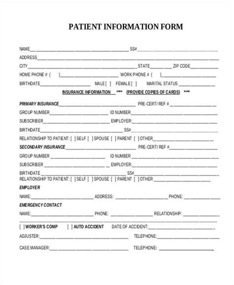 FREE 14 Patient Information Form Samples PDF MS Word Google Docs