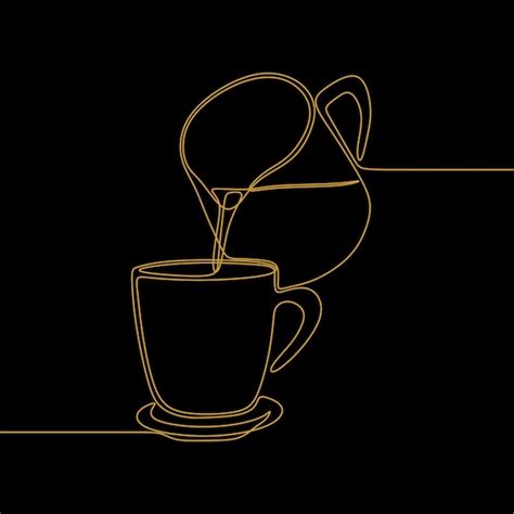 Idées De Tasse De Café Dessin Continu Dessin Au Trait Simple Vecteur