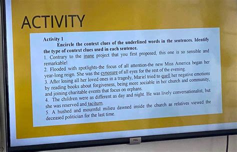 ACTIVITY Activity 1 Encircle The Context StudyX